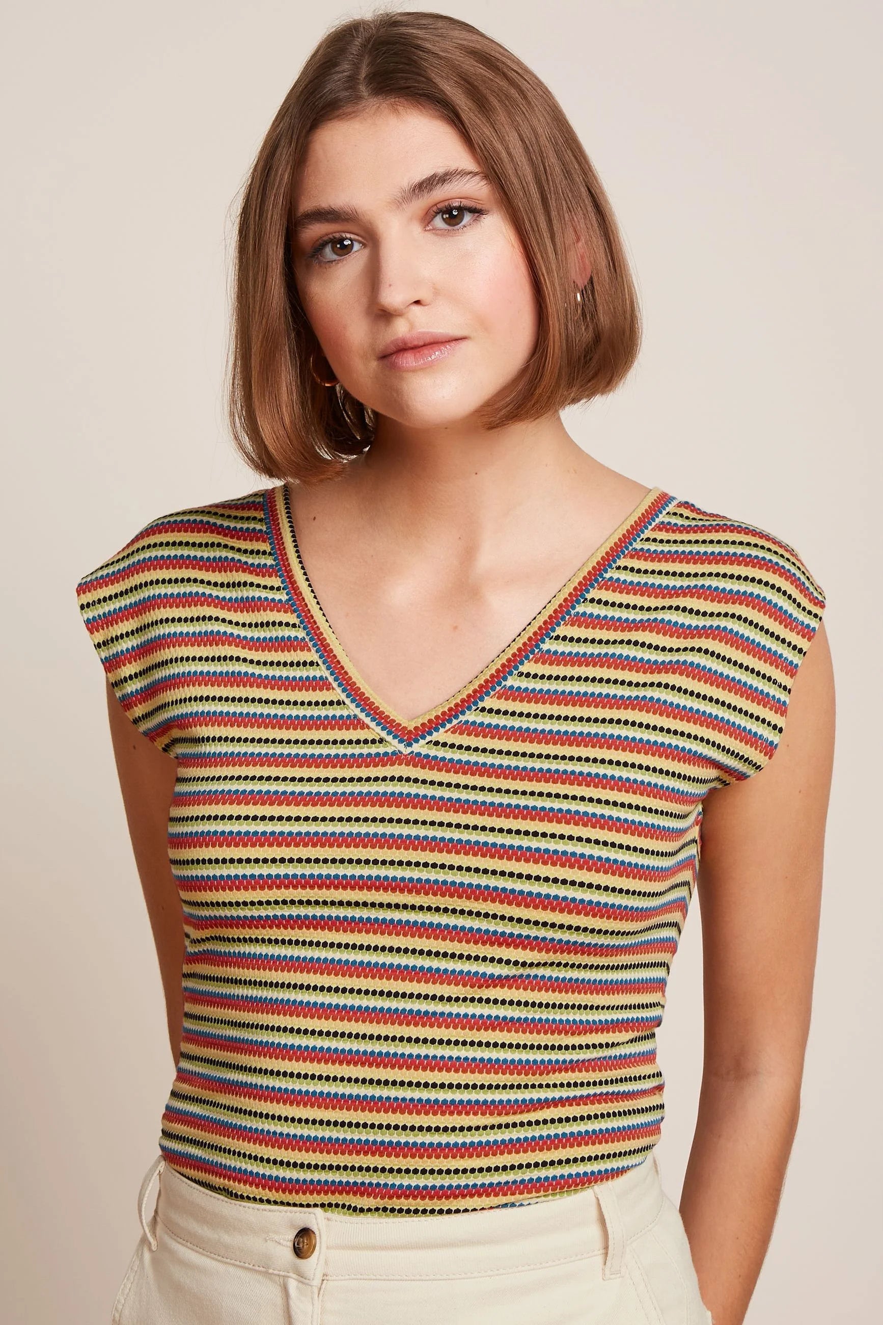 DOUBLE V TOP BEEBOP STRIPE - CUSTARD YELLOW - KING LOUIE – Hello Annie